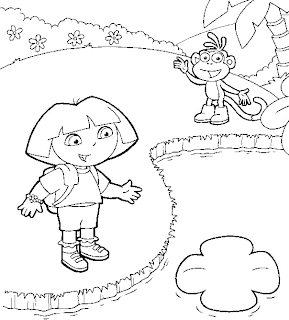 DIBUJO PARA PINTAR DE DORA LA EXPLORADORA CON BOTAS EN EL LAGO ...
